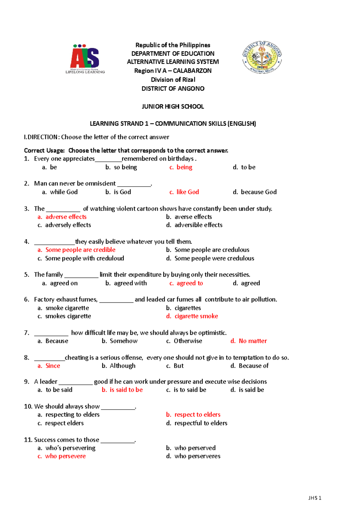 Sample/practice exam 2013, questions and answers - Republic of the ...