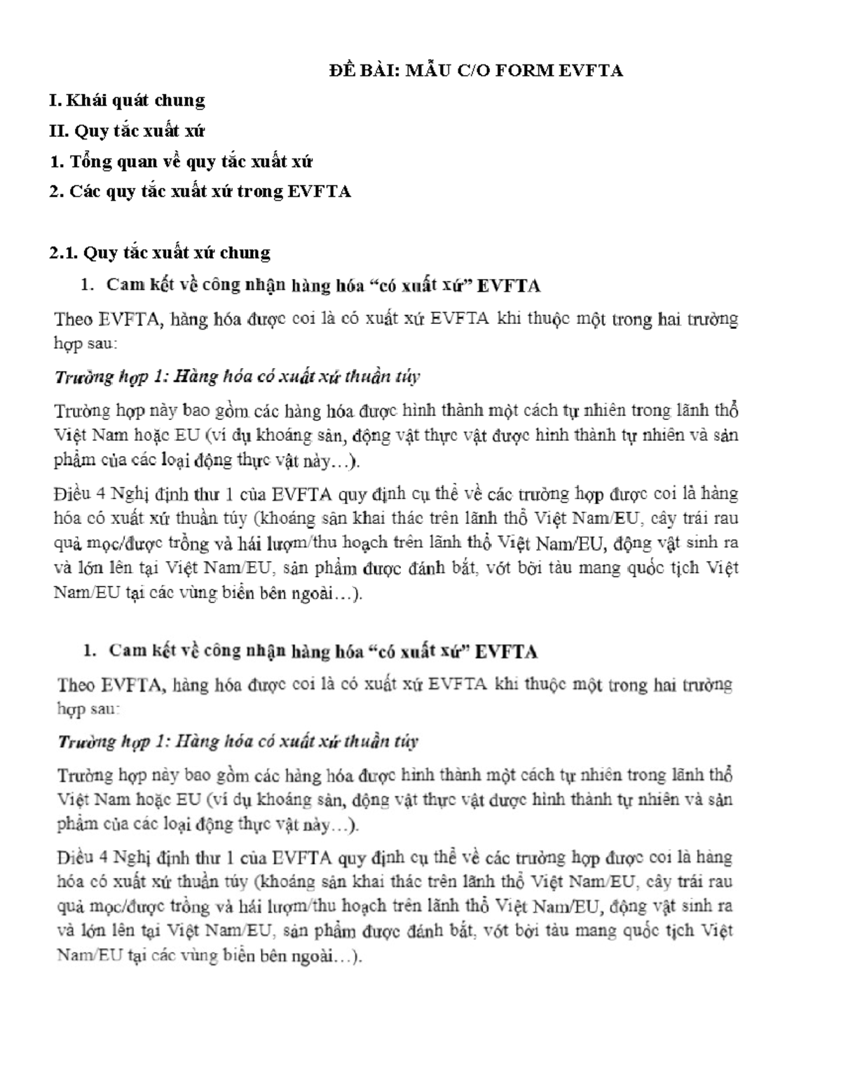 Form Evfta - kinh tế hải quan - ĐỀ BÀI: MẪU C/O FORM EVFTA I. Khái quát ...