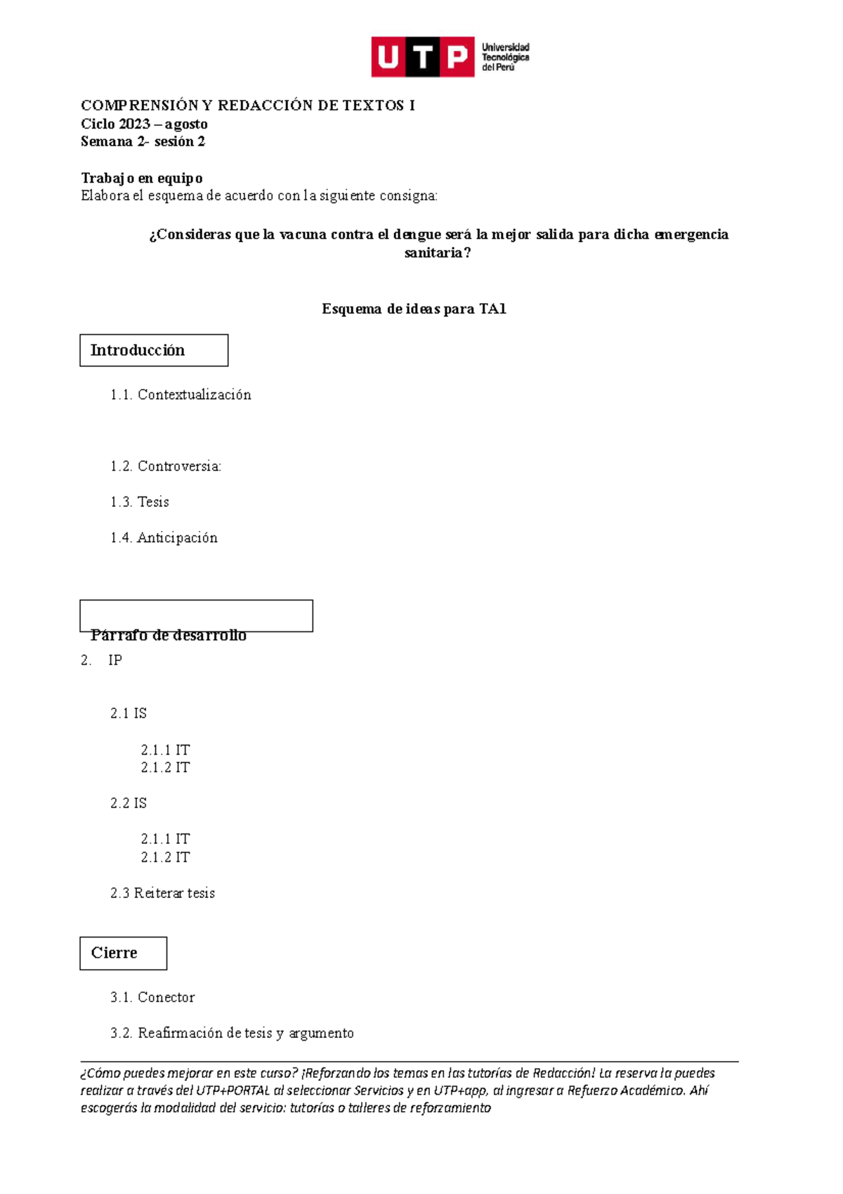 S02 - Es un esquema compreto - COMPRENSIÓN Y REDACCIÓN DE TEXTOS I ...