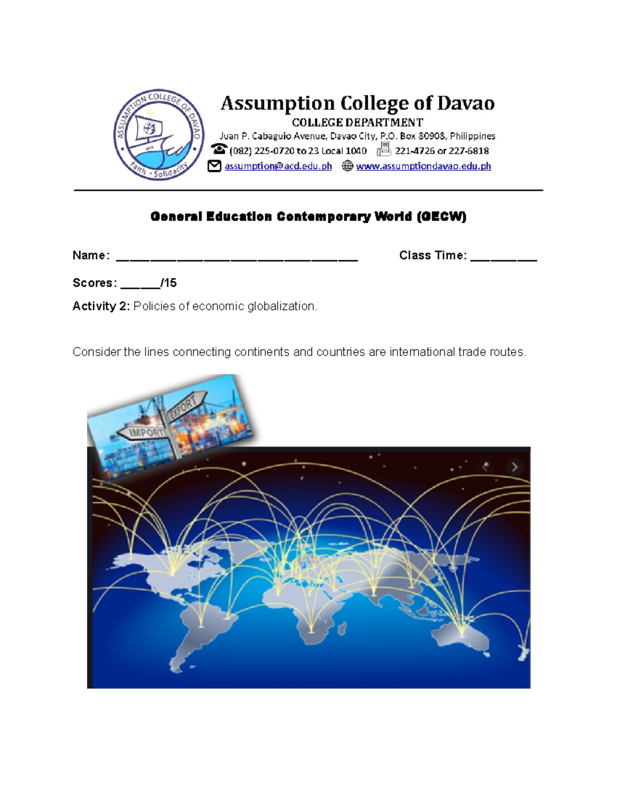 Activity 2 January 17 2023 - General Education Contemporary World (GECW ...
