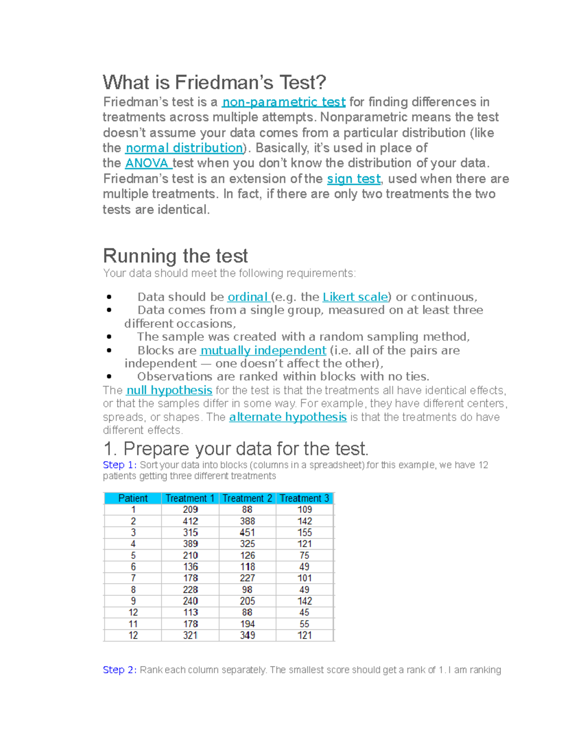 Friedman - Lecture notes - What is Friedman’s Test? Friedman’s test is ...