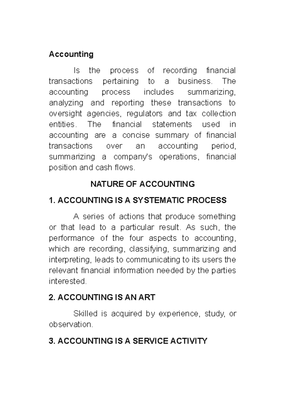 Basic Accounting Lecture Notes-1-10 - Accounting Is the process of ...