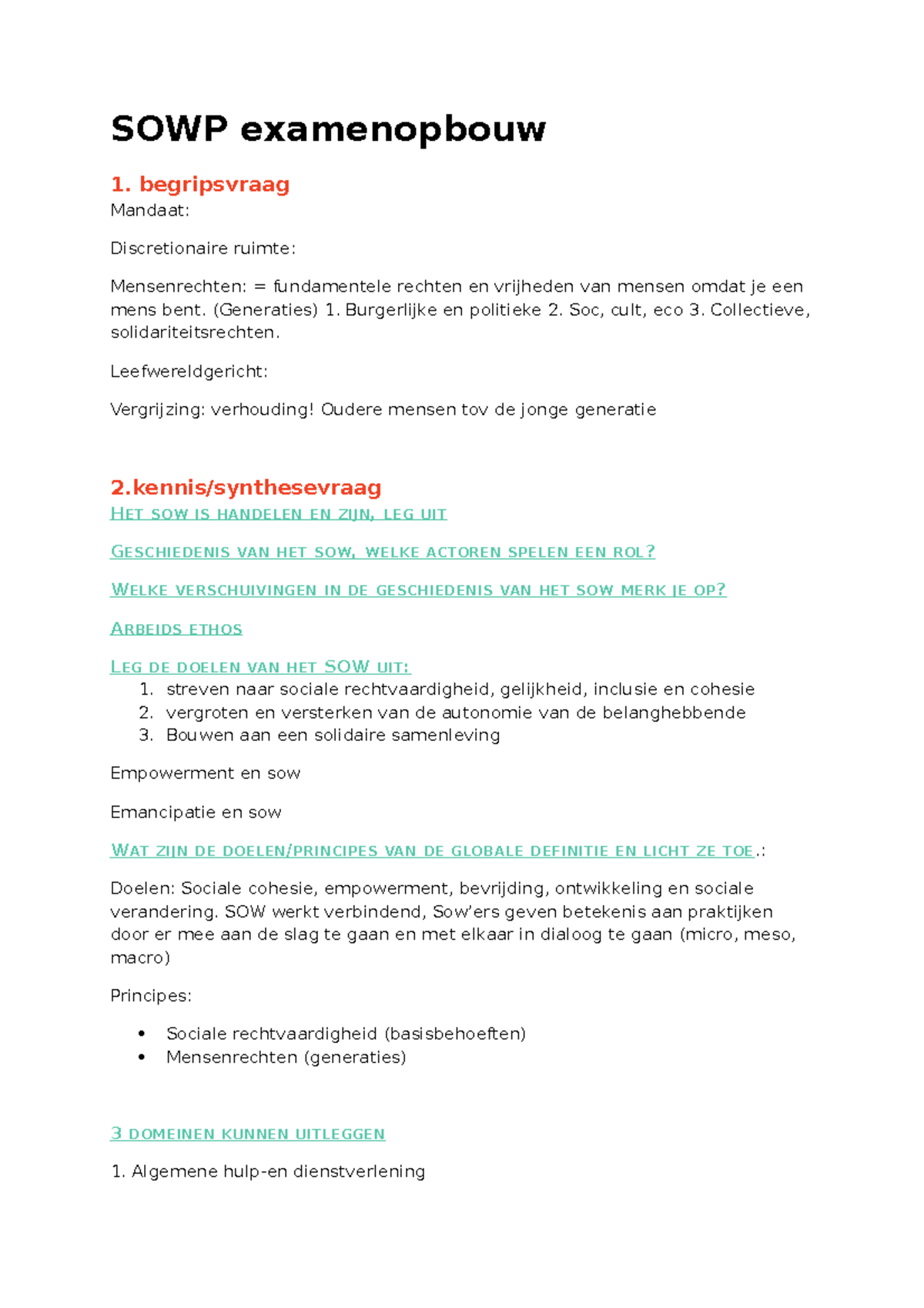 SOWP-examenopbouw - examenopbouw - SOWP examenopbouw 1. begripsvraag ...