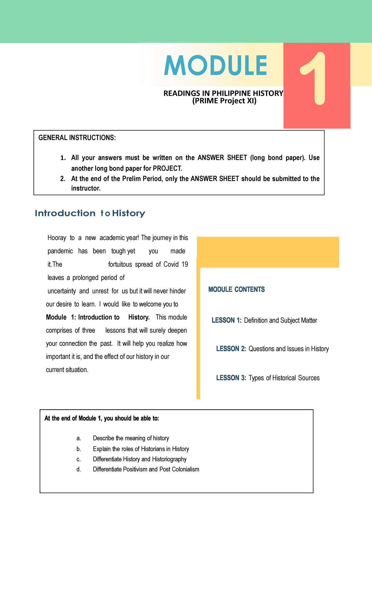 Readings In Philippine History-Prelim Module - MODULE READINGS IN ...