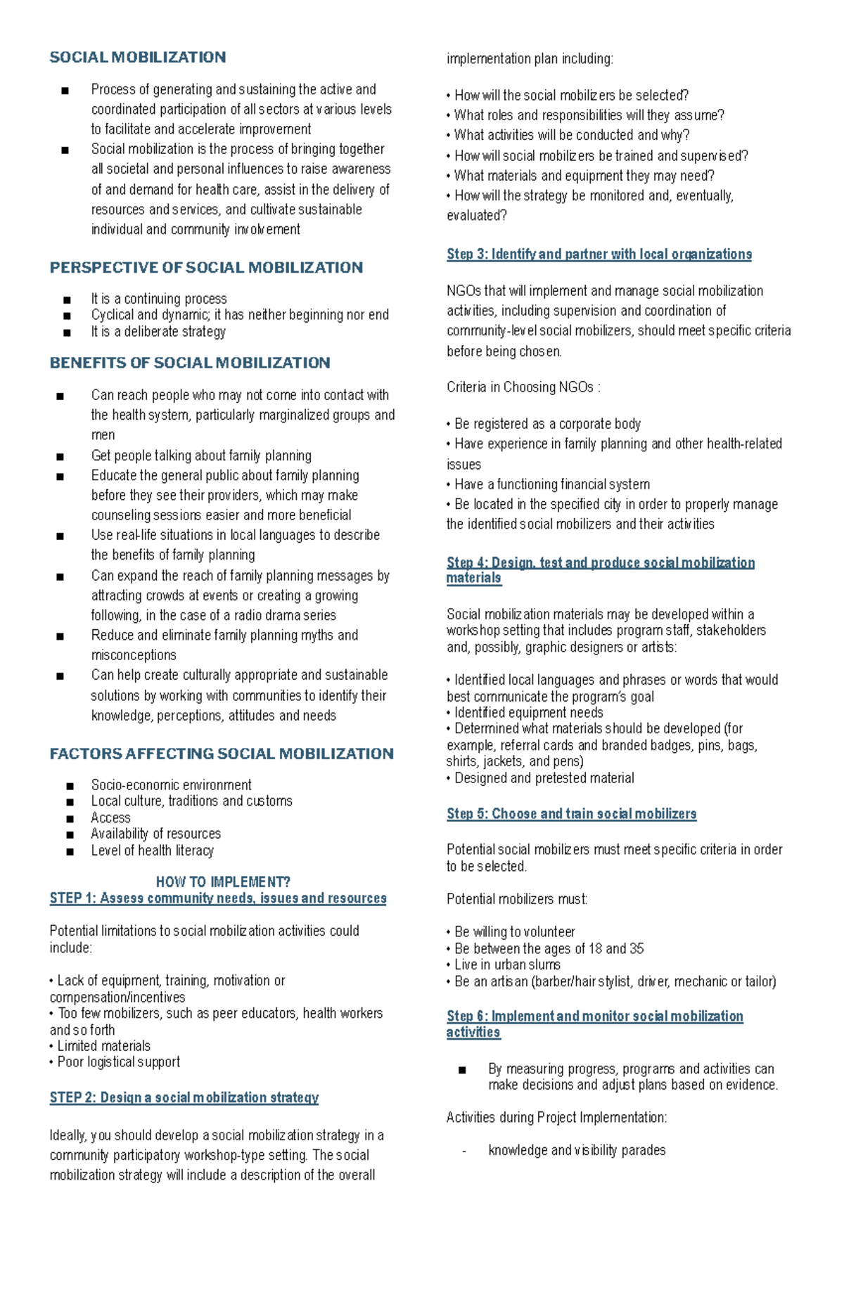 Social- Mobilization - The social mobilization strategy will include a ...