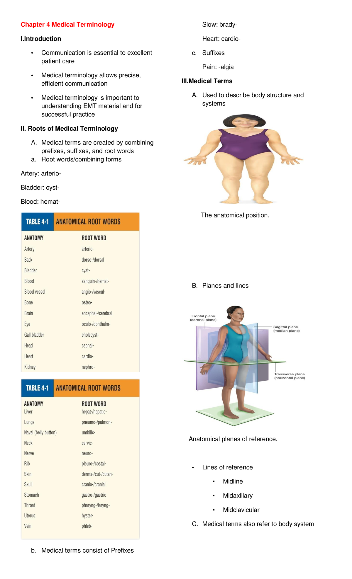 Chapter 4 Medical Terminology for EMS - Chapter 4 Medical Terminology I ...
