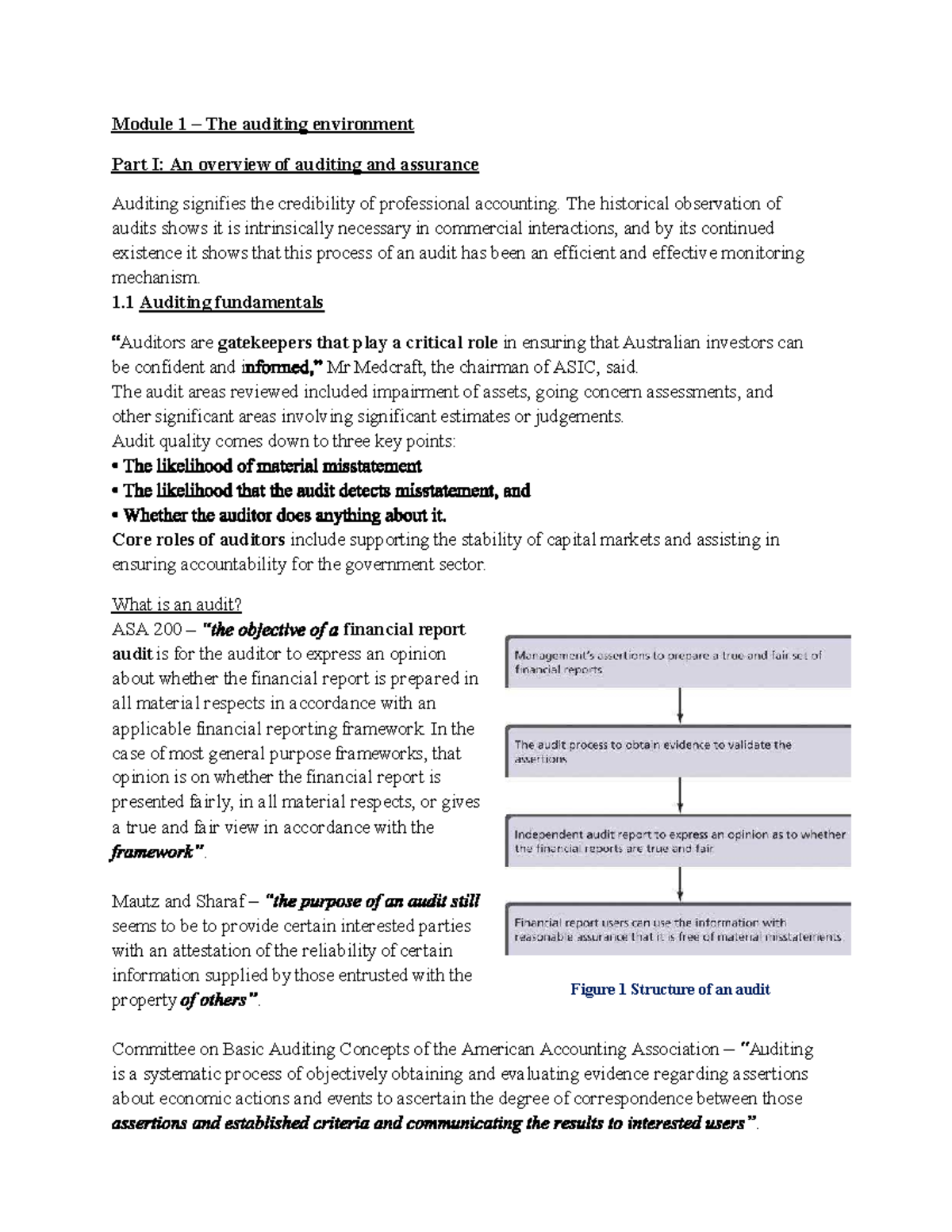 Lecture Notes Lectures 1 6 Module 1 The Auditing Environment Part I An Overview Of Auditing