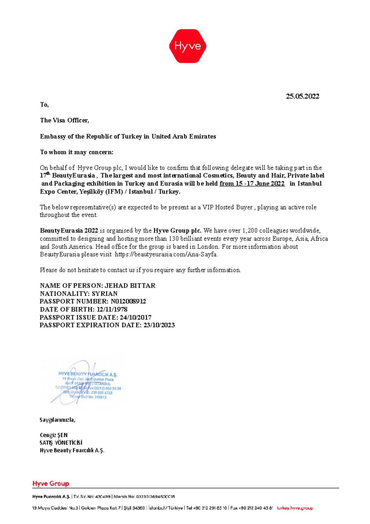 Jehad Bittar- ENG - marketing - 25. To, The Visa Officer, Embassy of ...