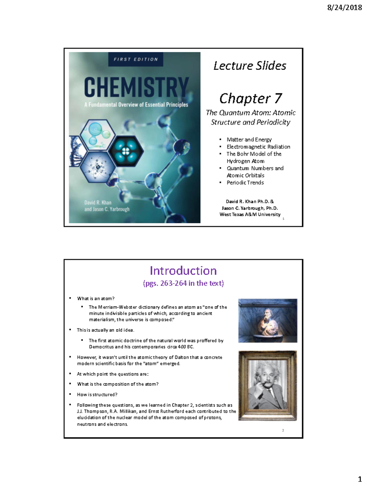 Ch07 CHEM Student Version - Lecture Slides • Matter and Energy ...
