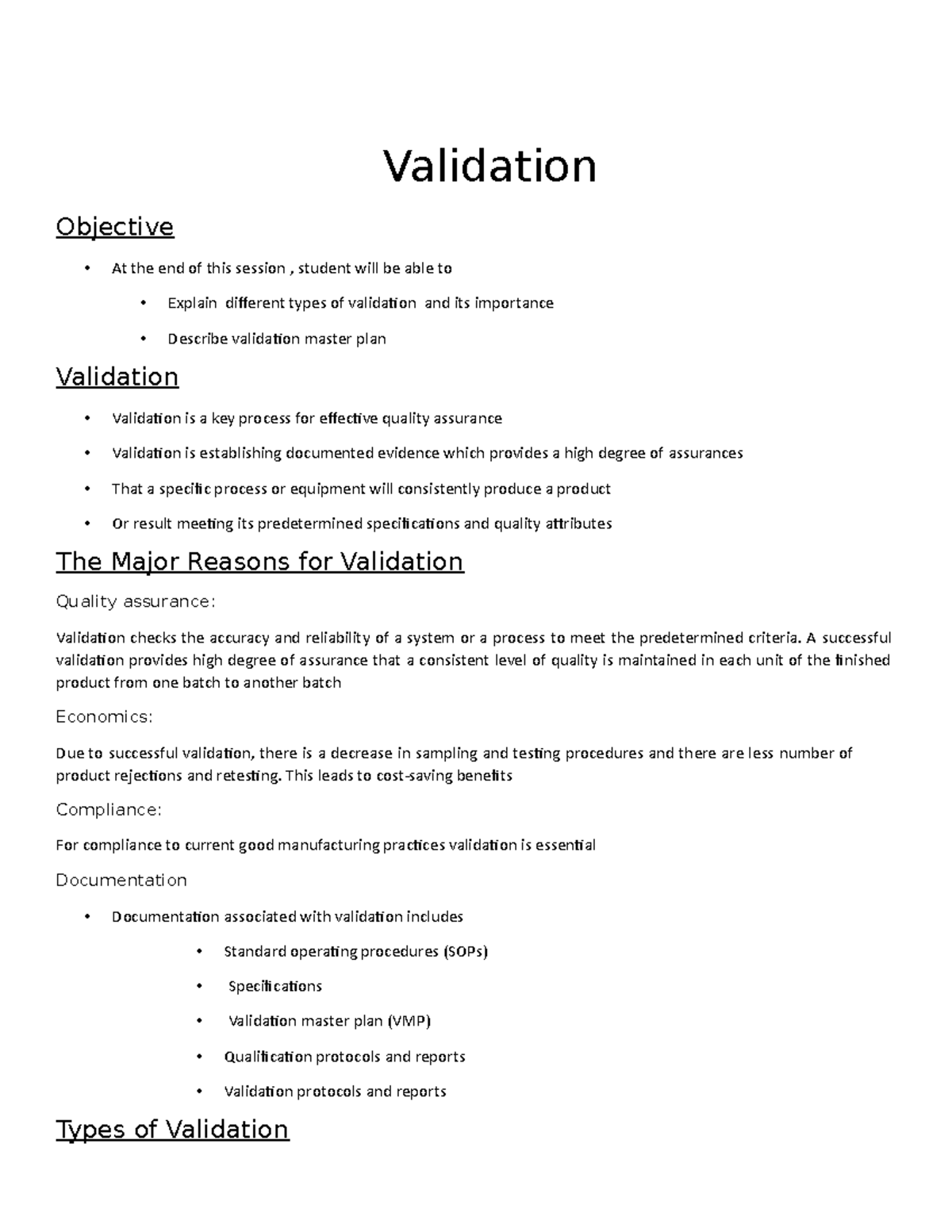 Chapter - 16 Validation - Validation Objective At the end of this ...