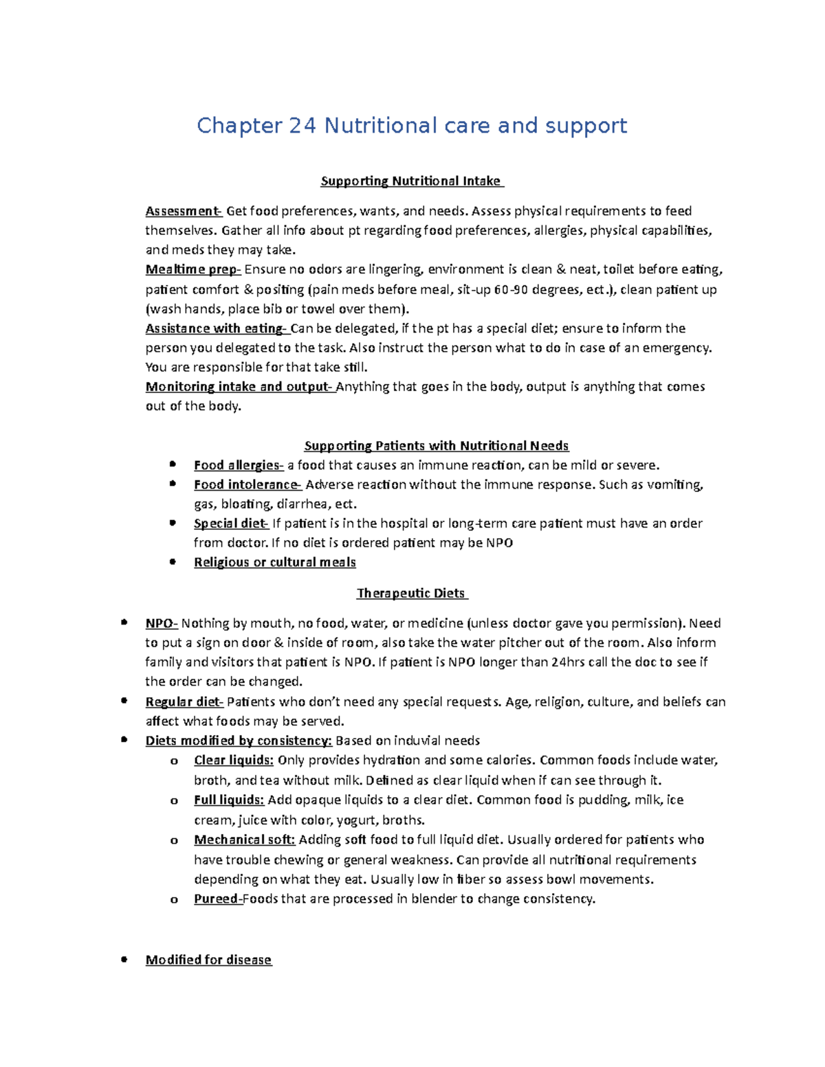 Ch 24 Nutritional care and support - Chapter 24 Nutritional care and support Supporting ...