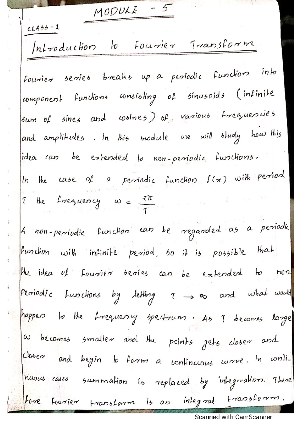 Doc 8 - fourier transformation - Computer Science and ENgineering - Studocu