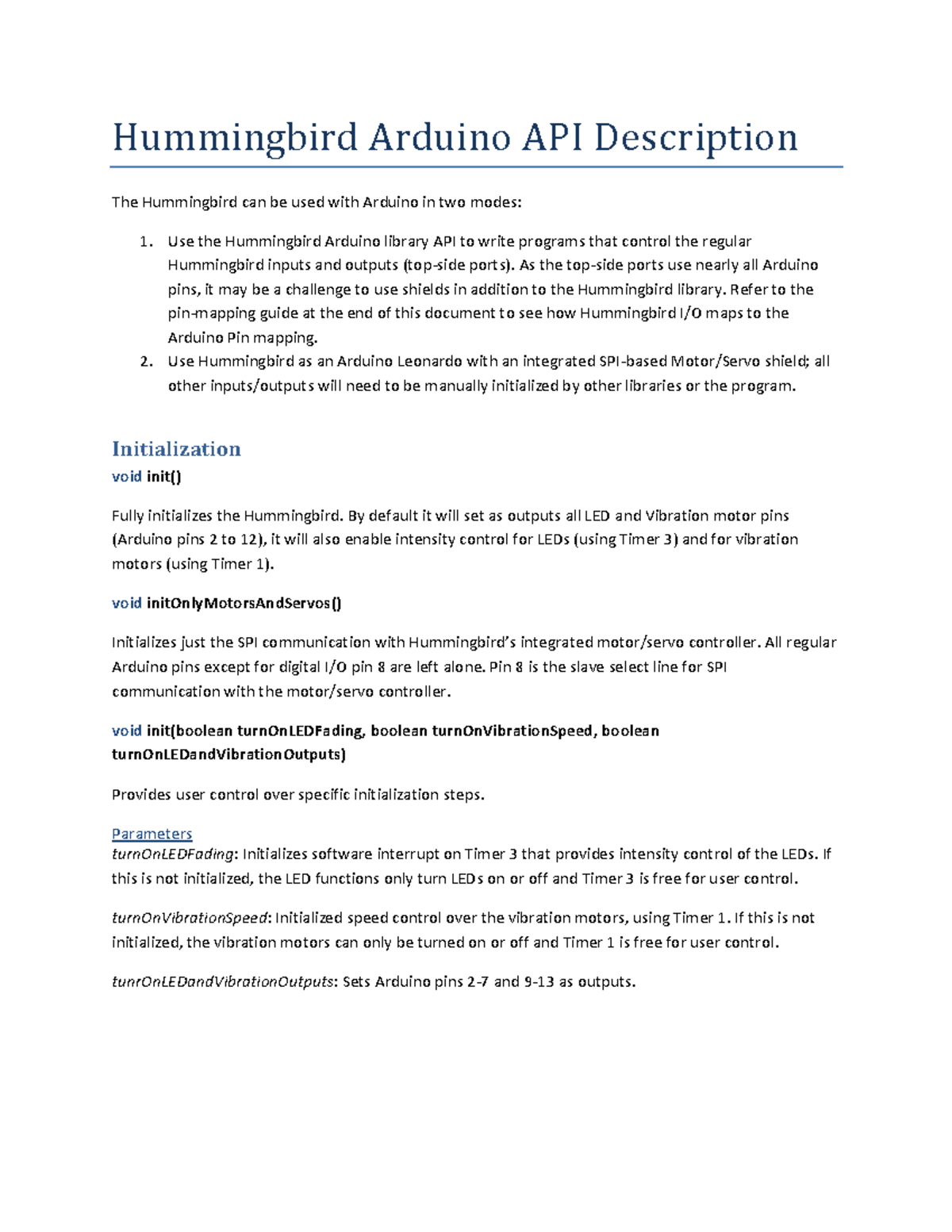 Hummingbird Arduino API Description tecnologia - Hummingbird Arduino ...