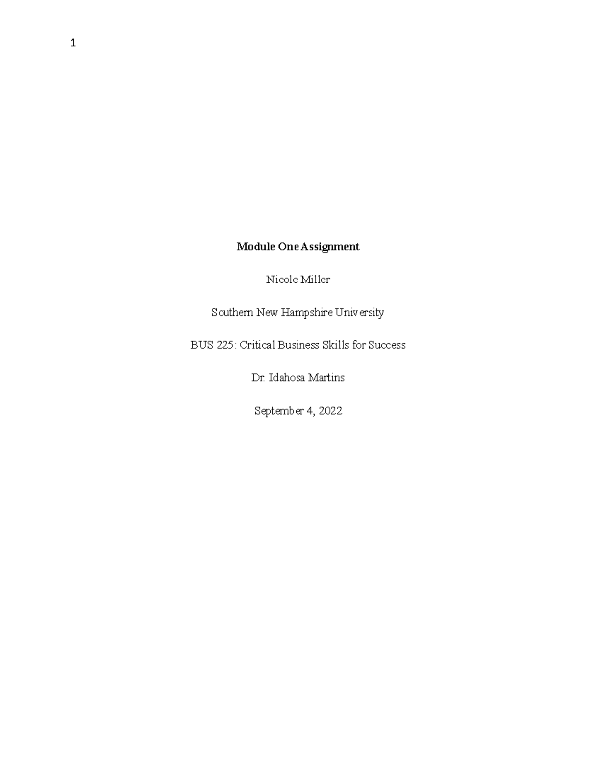 BUS225 Module One Assignment - Module One Assignment Nicole Miller ...