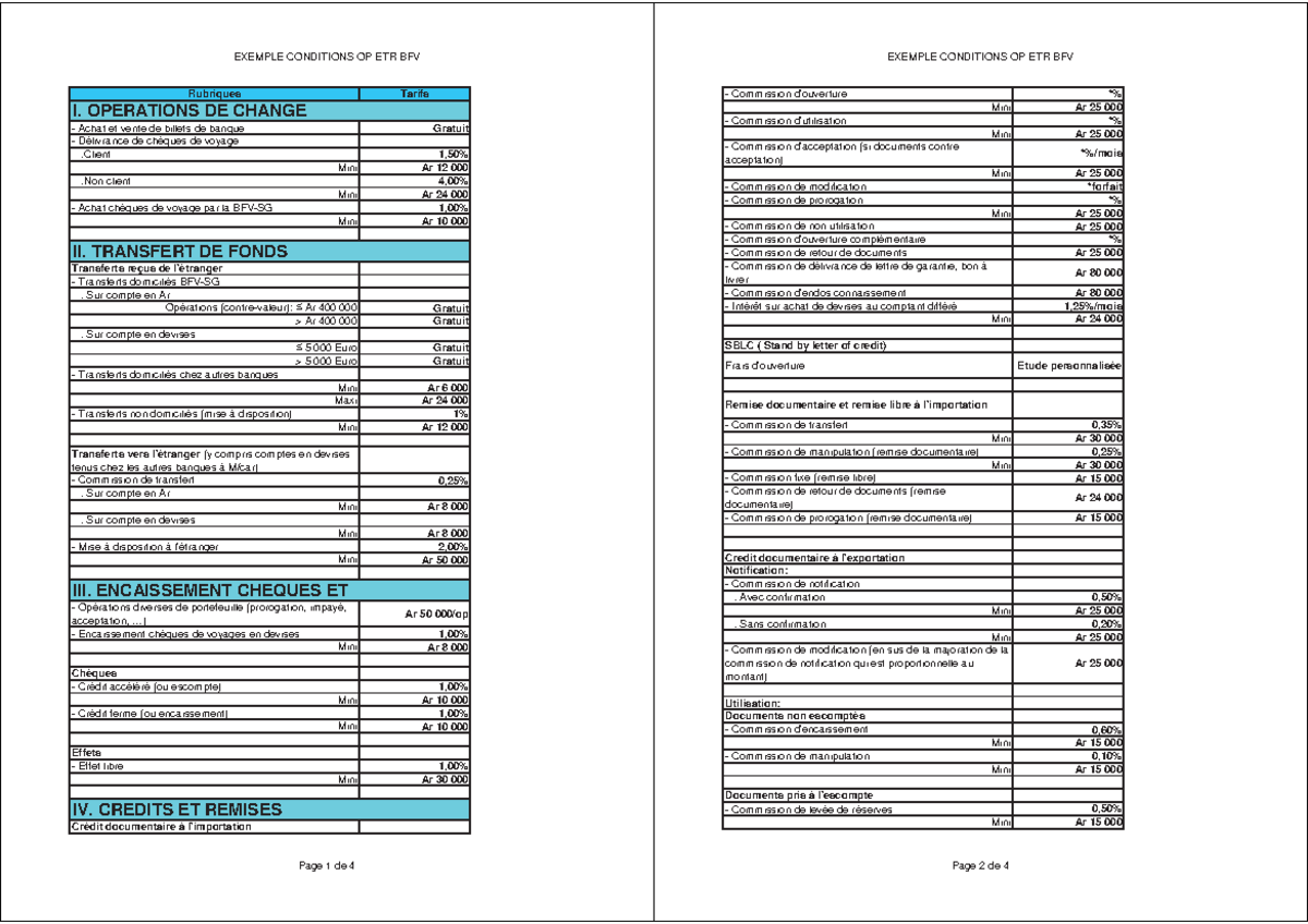 Exemple- Tarifs - Accounting - EXEMPLE CONDITIONS OP ETR BFV Rubriques ...