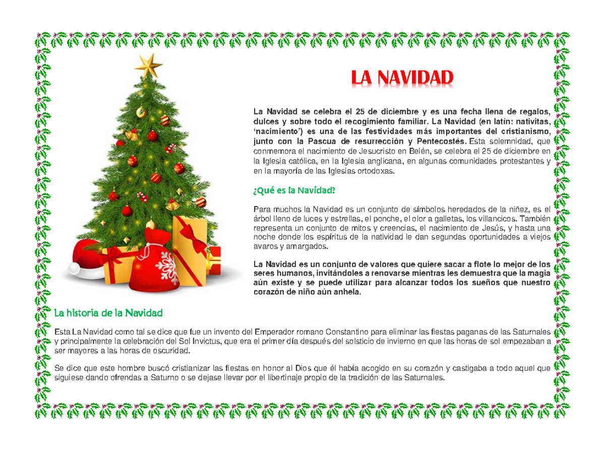 LA Navidad - investigación - LA NAVIDAD La Navidad se celebra el 25 de ...