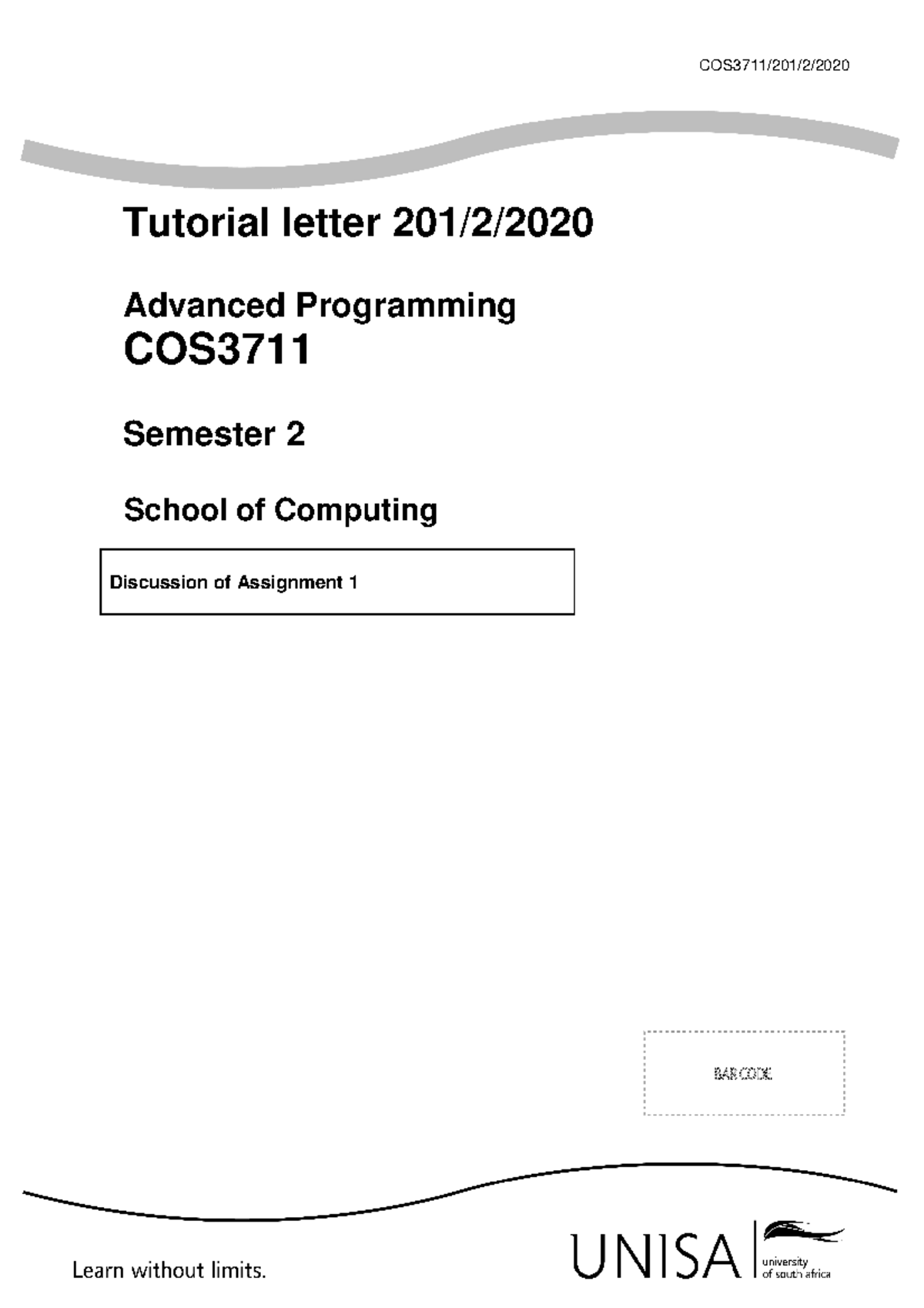 COS3711 2020 S2 A1 TL201 - COS3711 - Warning: TT: undefined function ...