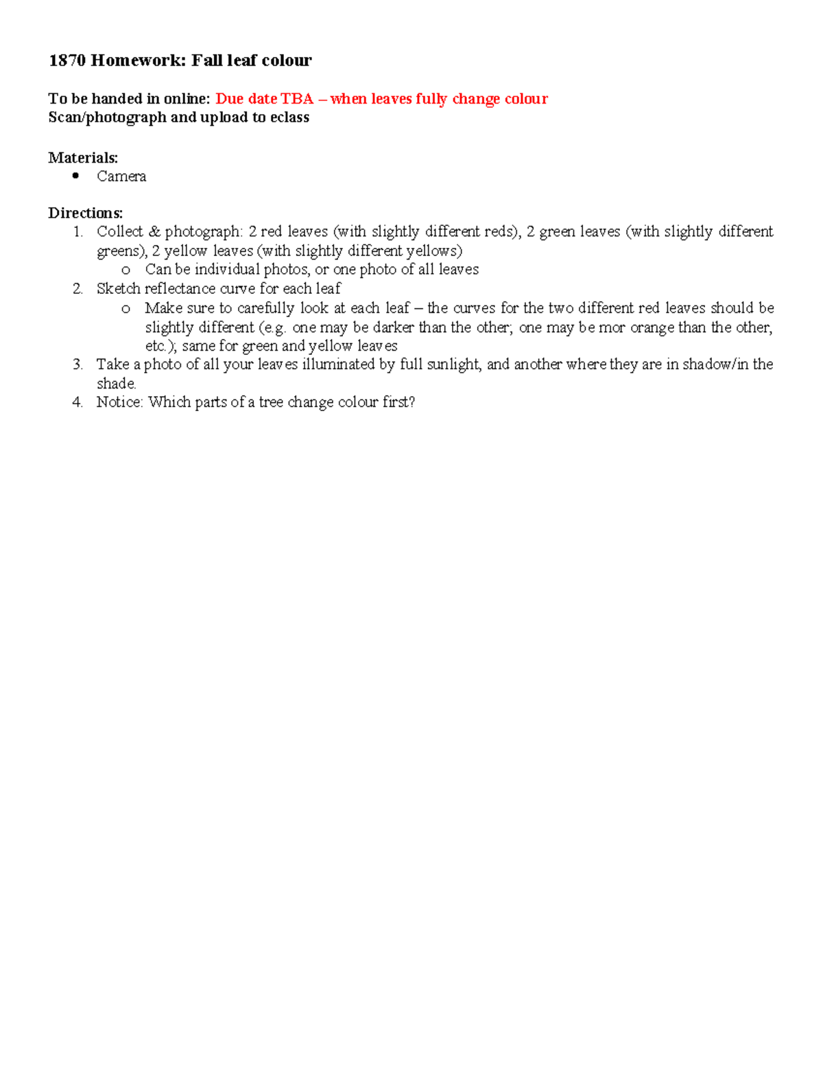 1870 Homework Fall leaf colour - 1870 Homework: Fall leaf colour To be ...