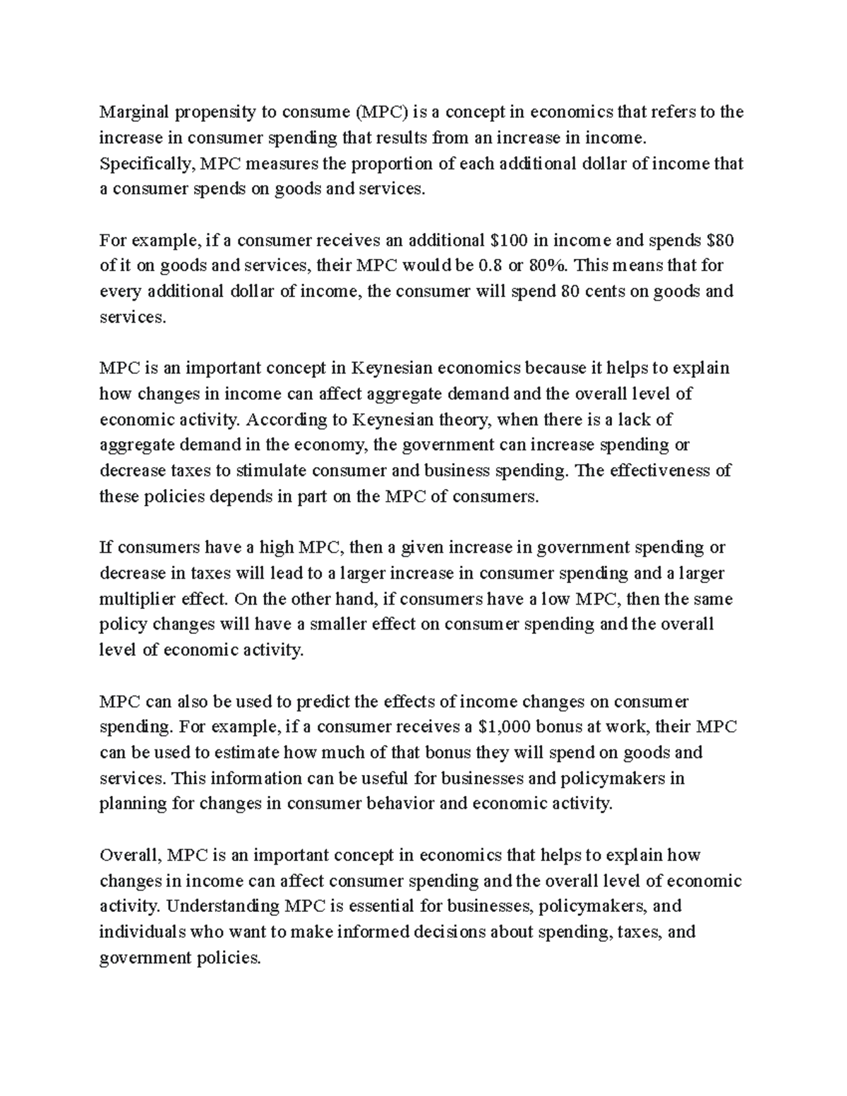 AP Macroecnomics Notes marginal propensity to consume - Marginal ...