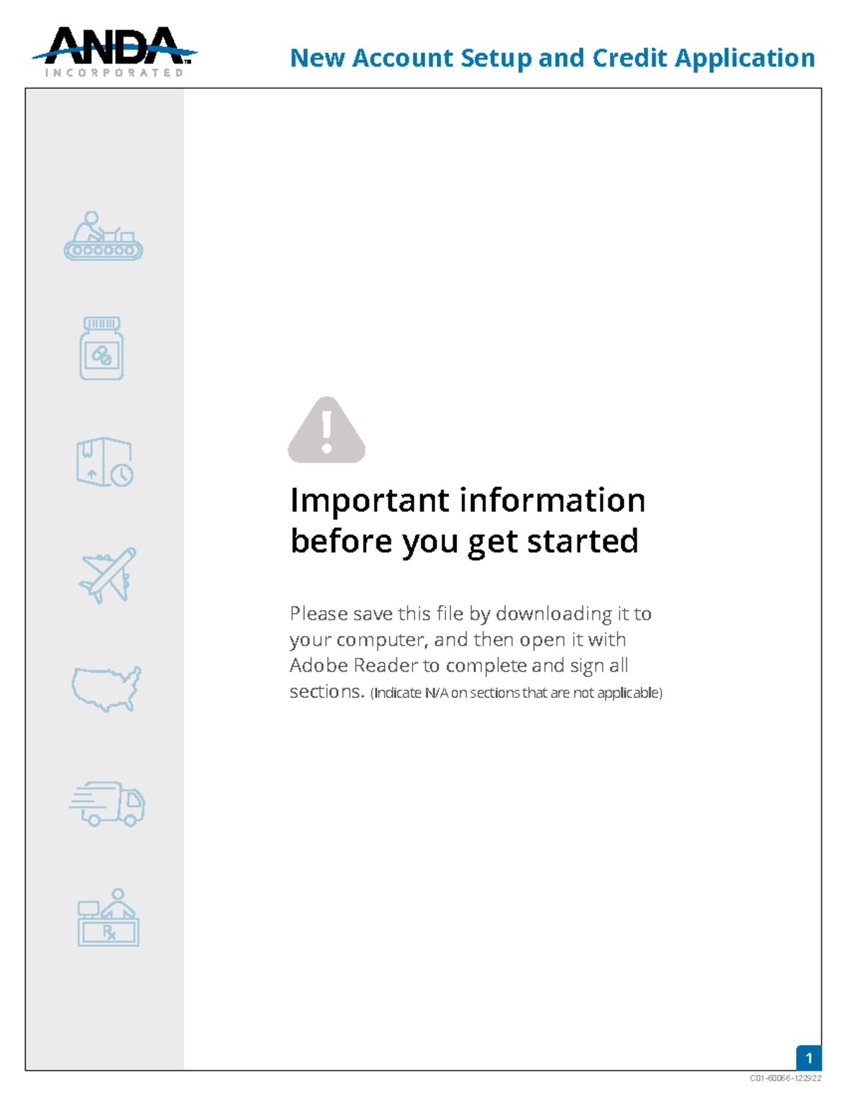 Anda Inc 2022 New Account Setup and Credit Application C01-60066-122922 ...
