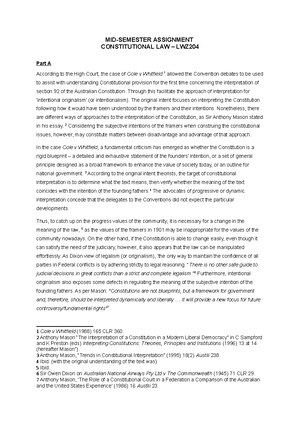 LWZ204 WEEK 3 Constitutional LAW Section 109(1) - LWZ204 - CDU - Studocu