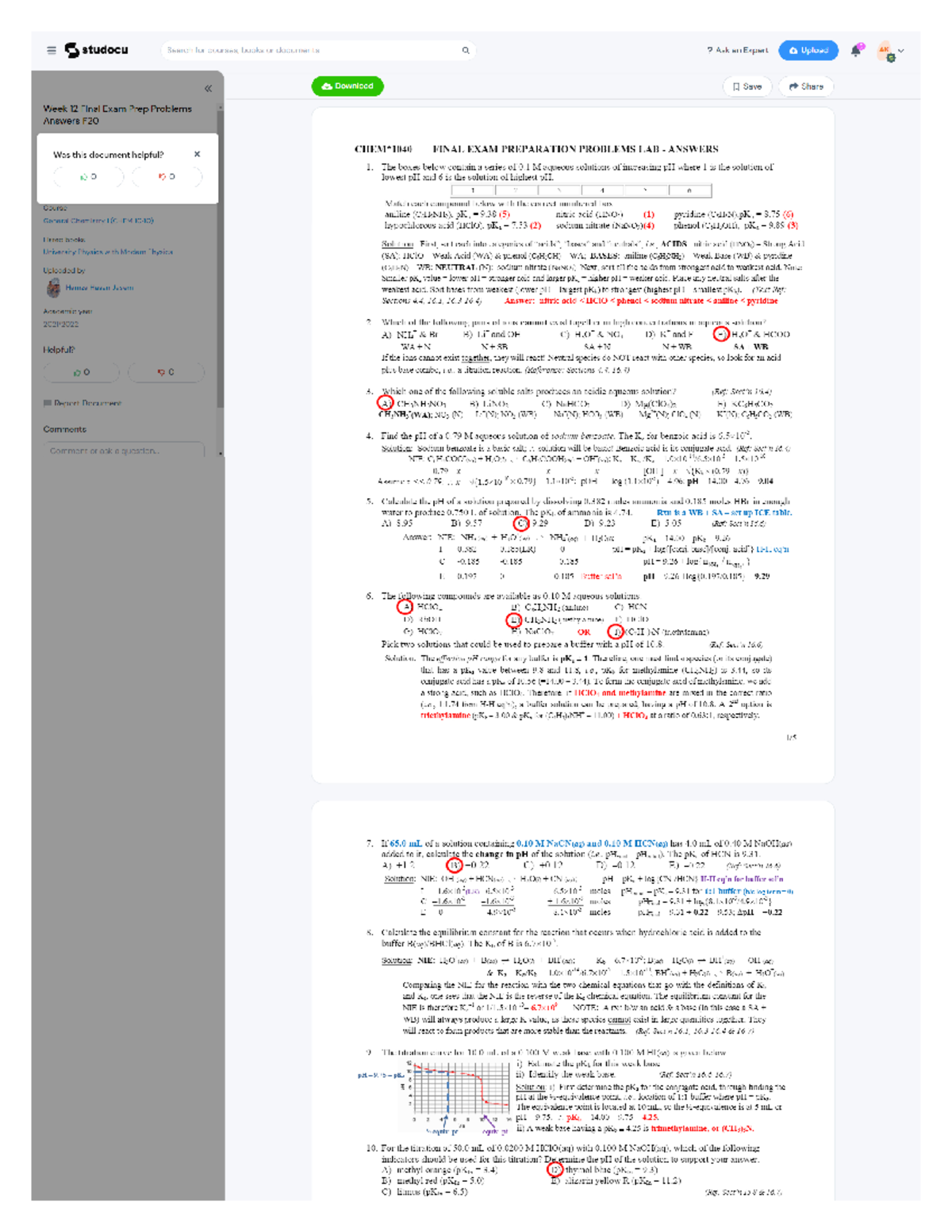Final Exam Chem 1040 2020 - CHEM1040 - Studocu