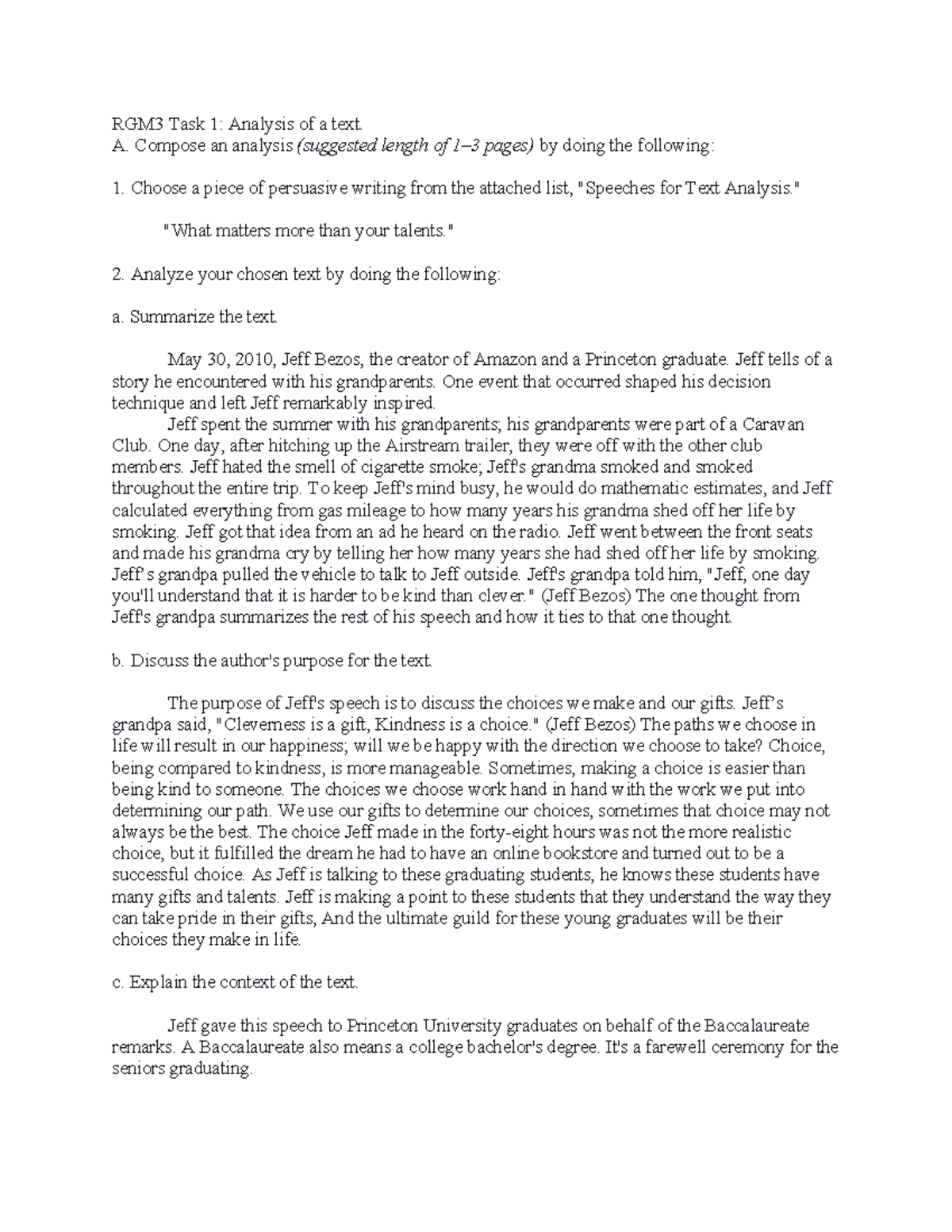 RGM3 Task 2 writing with a strategy - RGM3 Task 1: Analysis of a text ...