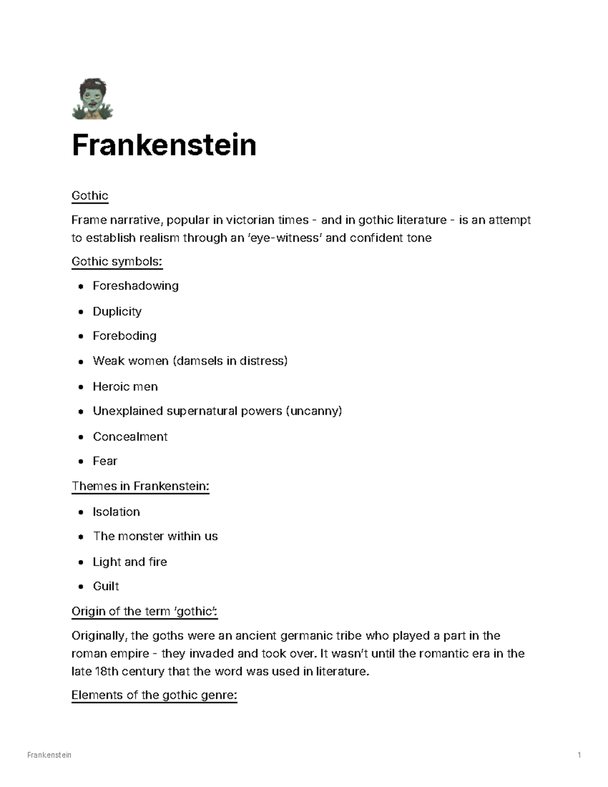 Frankenstein Notes - Frankenstein Gothic Frame narrative, popular in ...