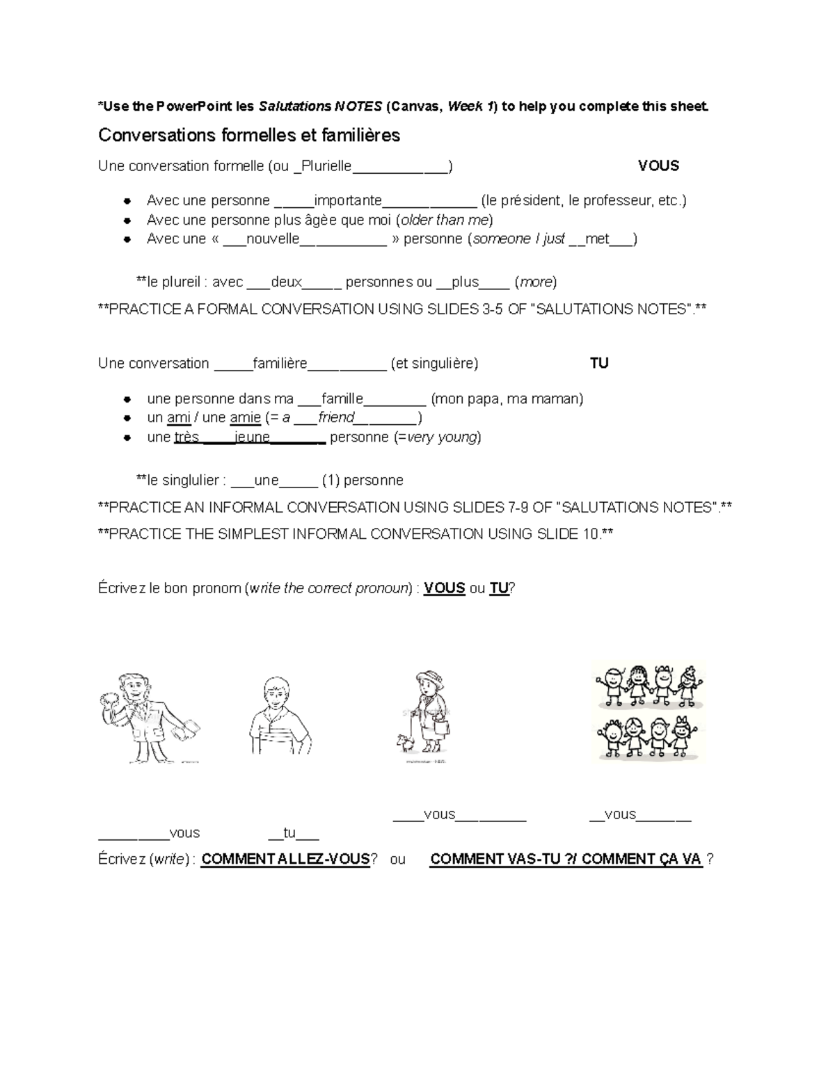 Salutation HMWK - *Use the PowerPoint les Salutations NOTES (Canvas ...