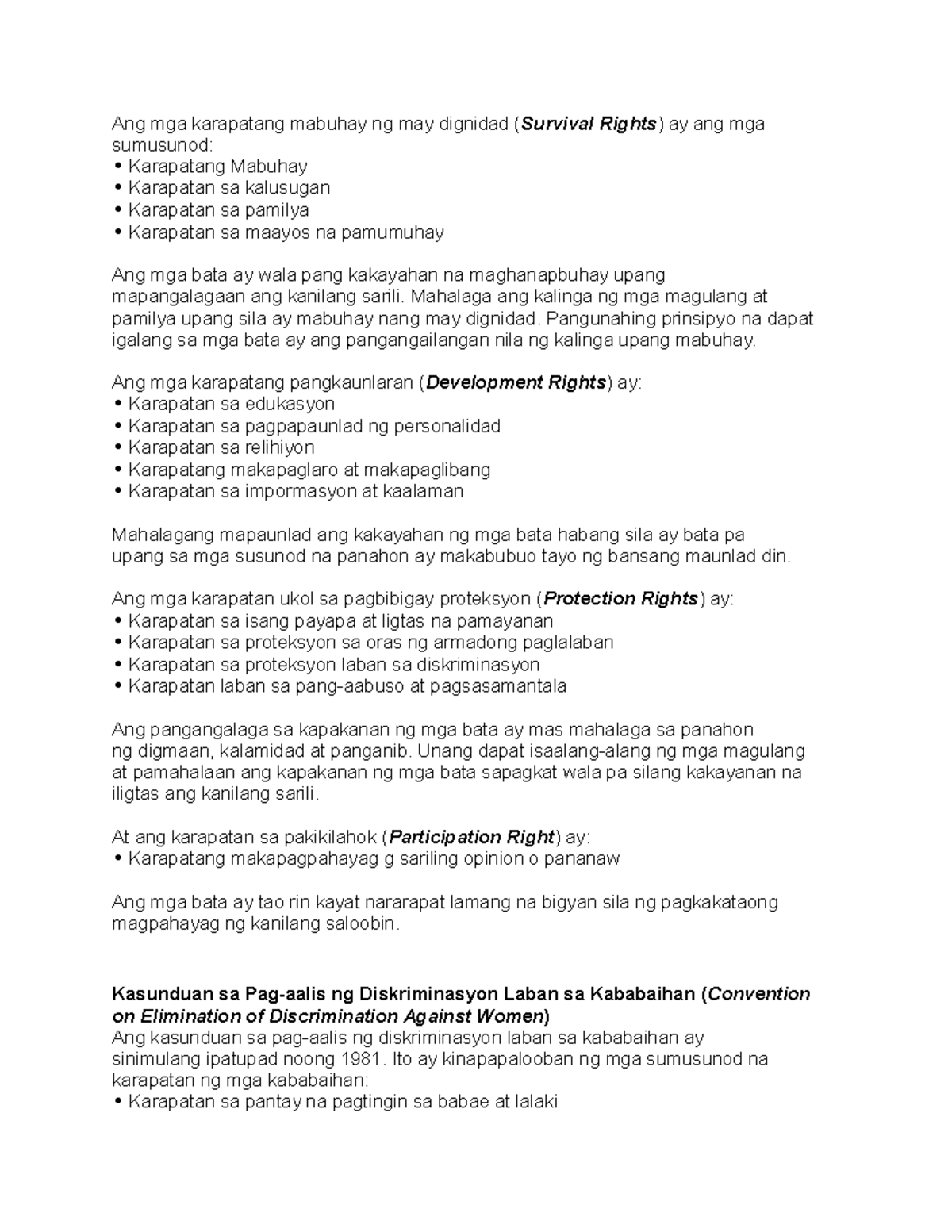 Karapatang Pantao - Activity and practical materials - Ang mga ...