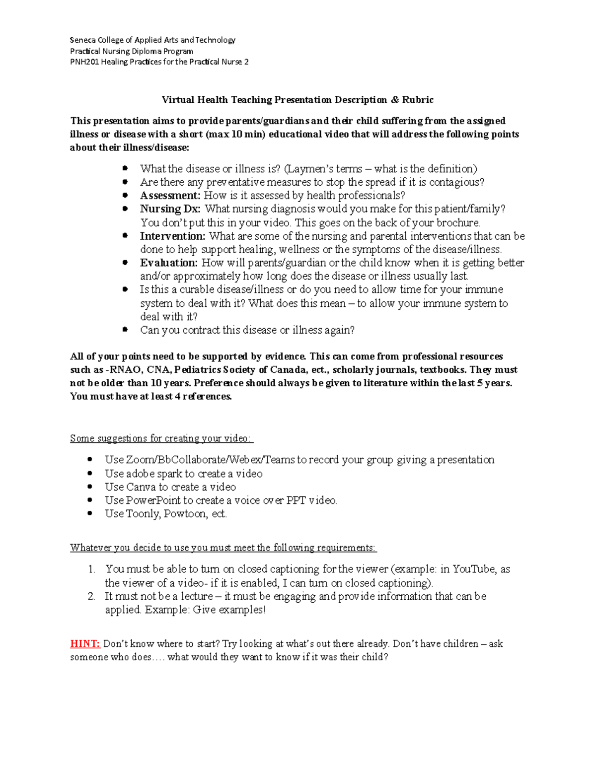 Virtual Health Teaching Presentation Description - This goes on the ...