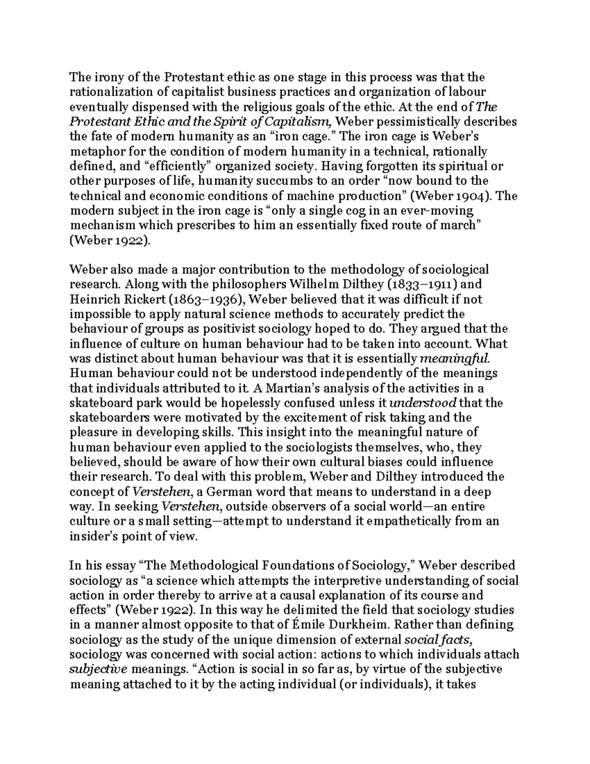 Sociology 2 - young - The irony of the Protestant ethic as one stage in ...