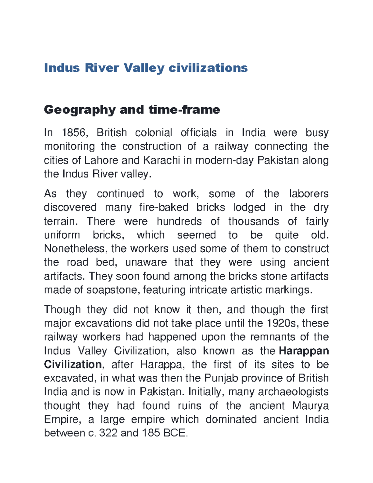 Indus River Valley civilizations - Indus River Valley civilizations ...