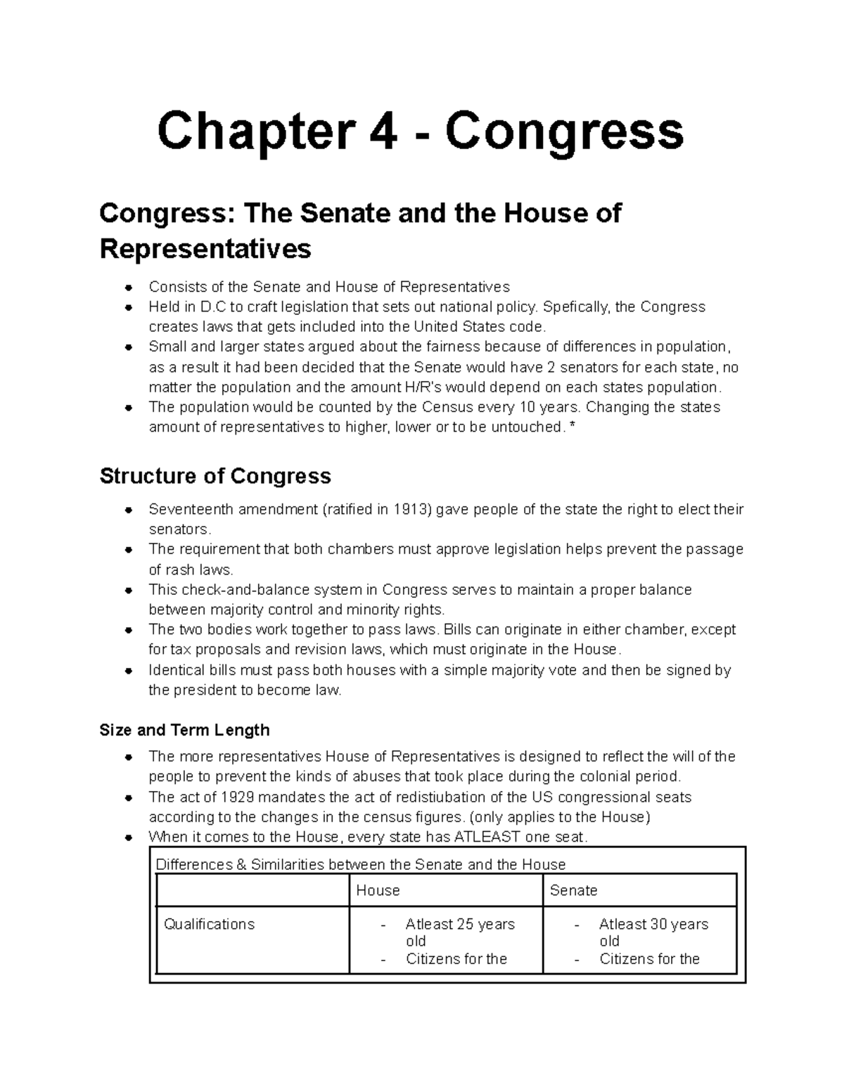 Chapter 4 Notes - Every single thing you need to know about congress ...