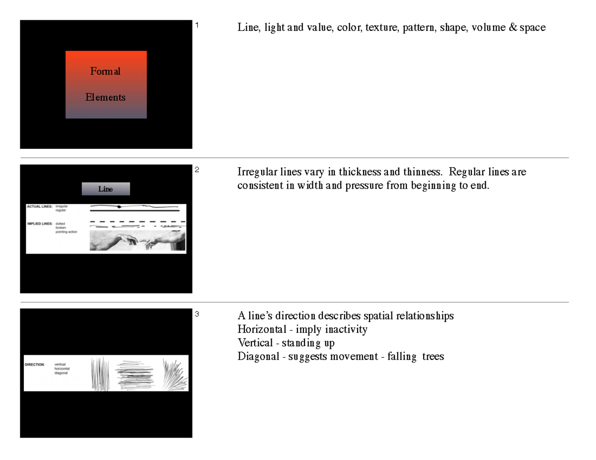 Language of Art Continued - Formal Elements 1 Line, light and value ...