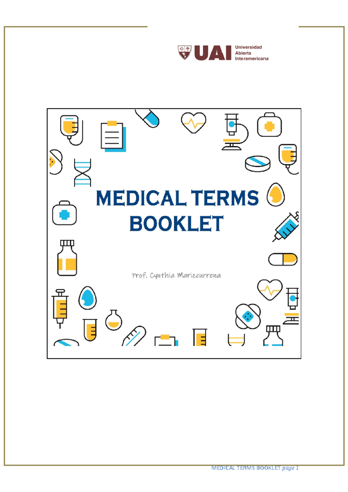 Medical Terms Booklet - Libro de términos médicos en ingles - The Human ...