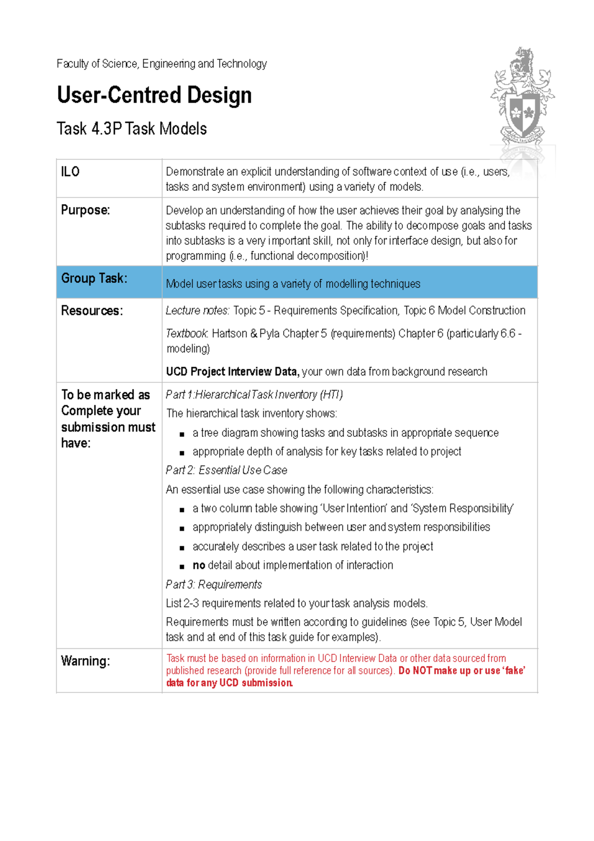 Tasl4 - work - User Centred Design - Studocu