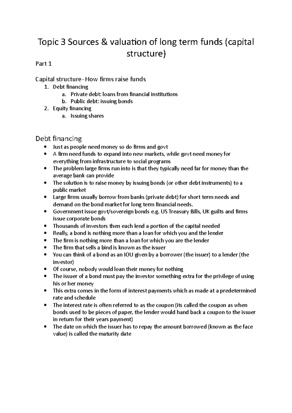 Foundations of finance Topic 3 part 1&2 - Topic 3 Sources & valuation ...