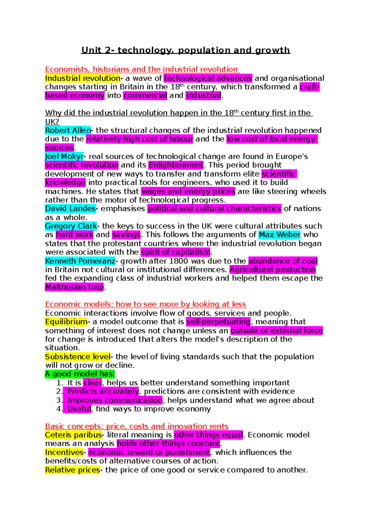 Unit 2- technology, population and growth - Unit 2- technology ...