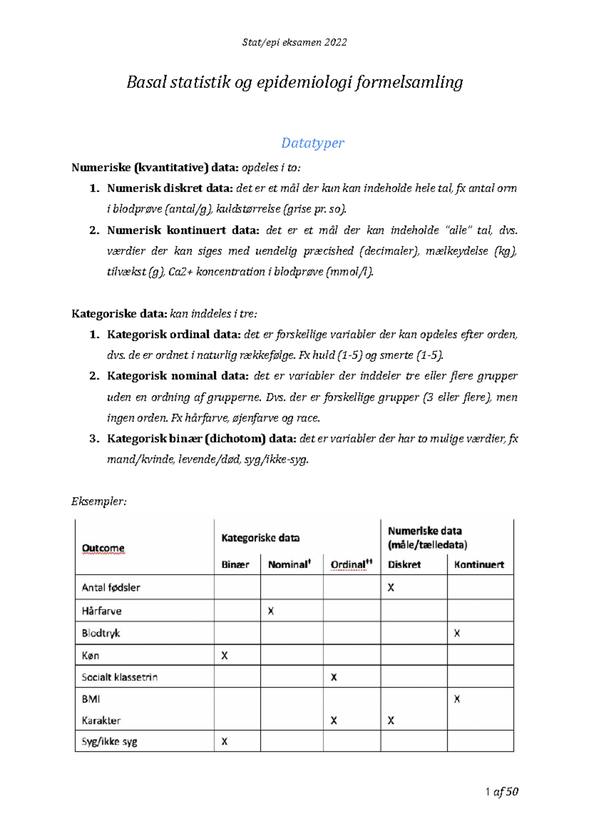 Formelsamling basal statistik og epidemiologi - Basal statistik og ...