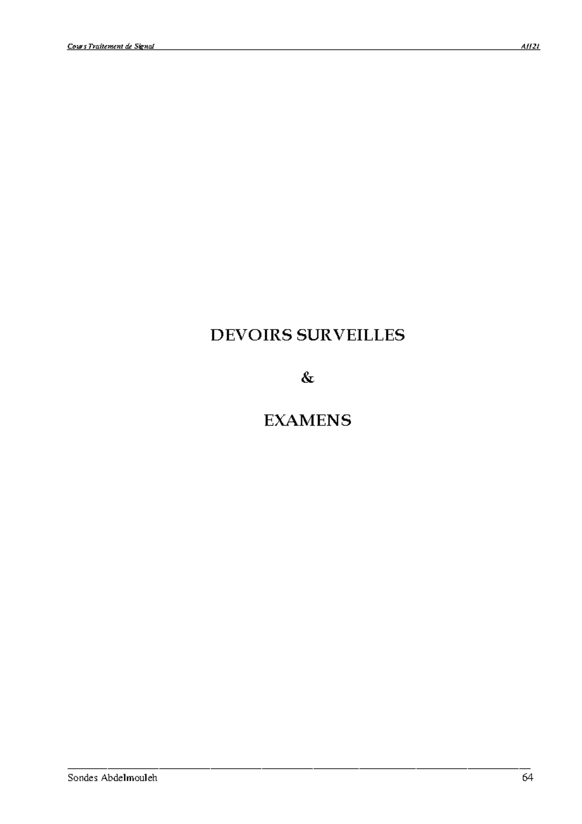 Devoirs-Surveilles-Examens - - Studocu