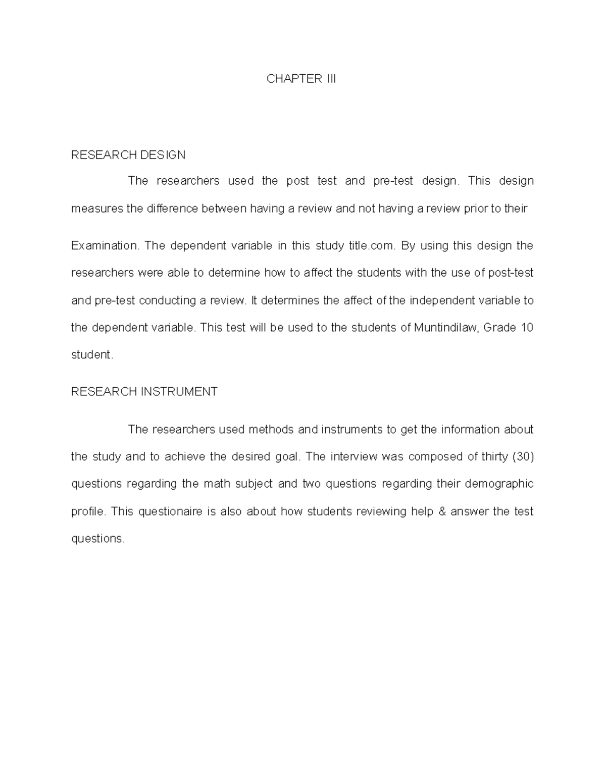 Chapter-III - Yes - CHAPTER III RESEARCH DESIGN The researchers used ...