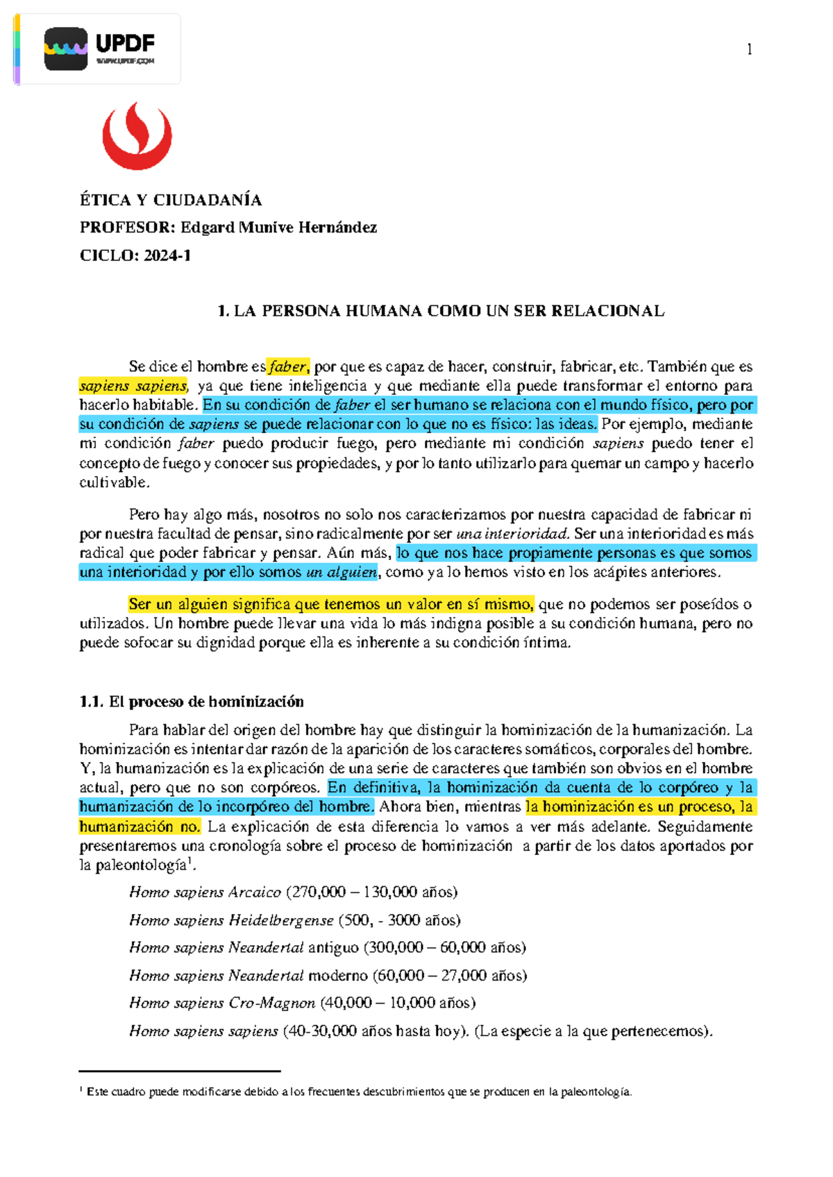 Separata complementaria 1- La persona como un ser relacional - ÉTICA Y ...