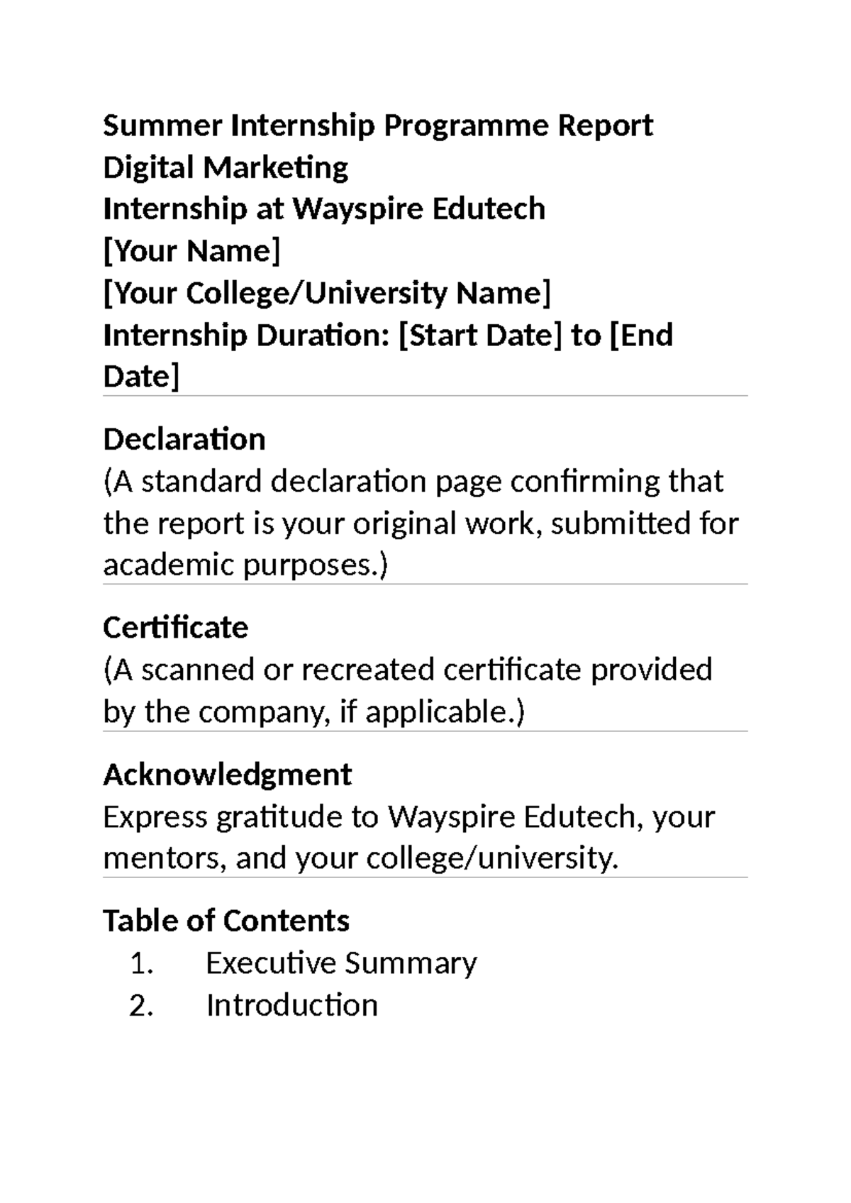 Summer Internship Programme Report - Summer Internship Programme Report ...