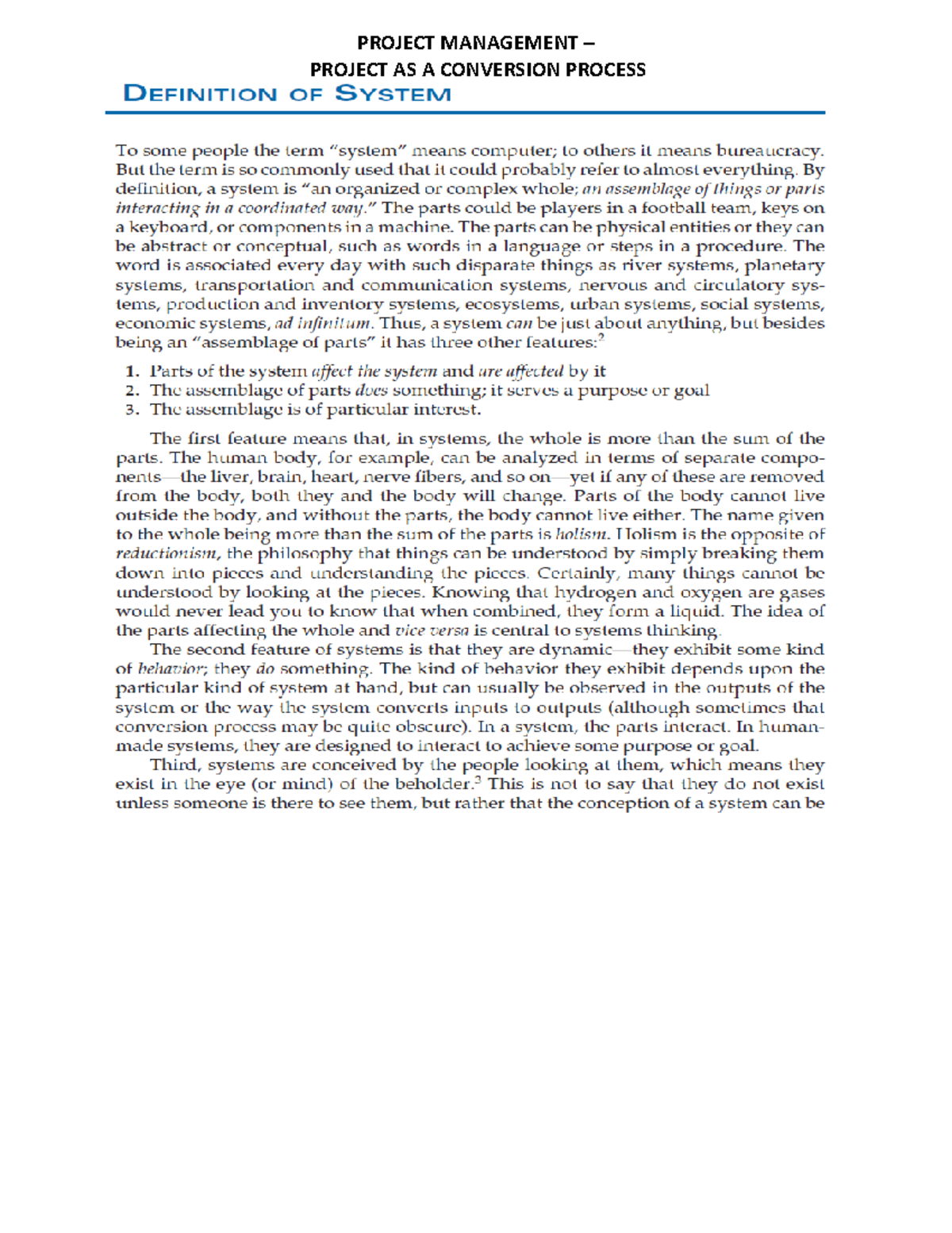 Project as a conversion process doc - Project management - PROJECT ...