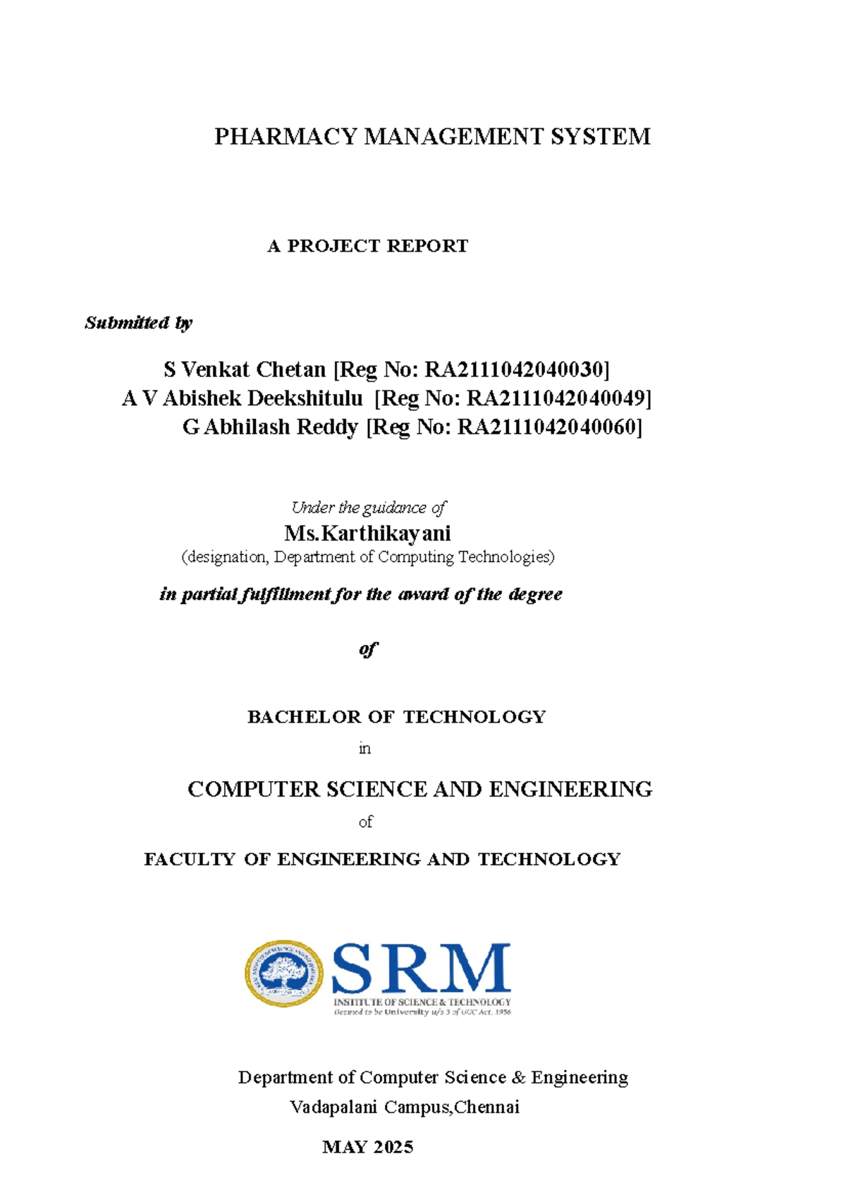Pharmacy Management system report - PHARMACY MANAGEMENT SYSTEM A ...
