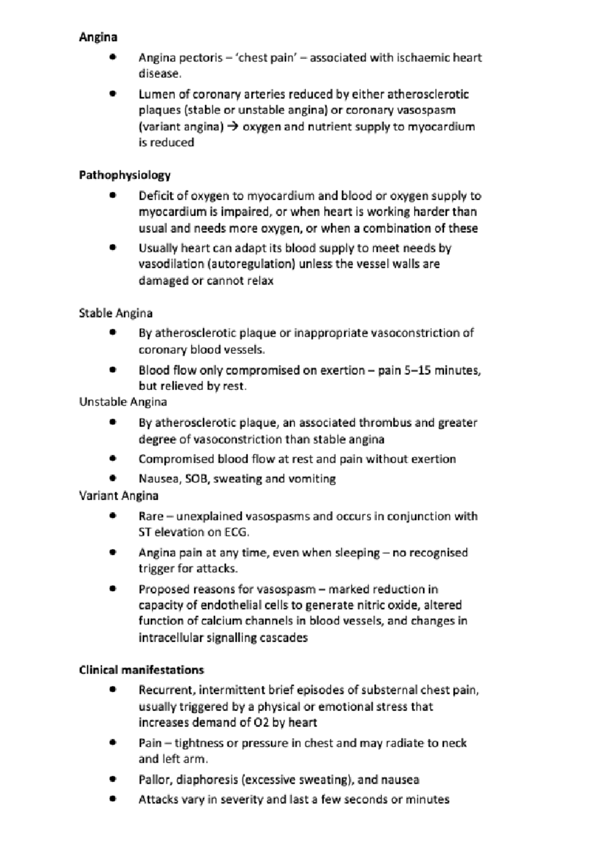 angina pathophysiology - Angina Angina pectoris associated with ...