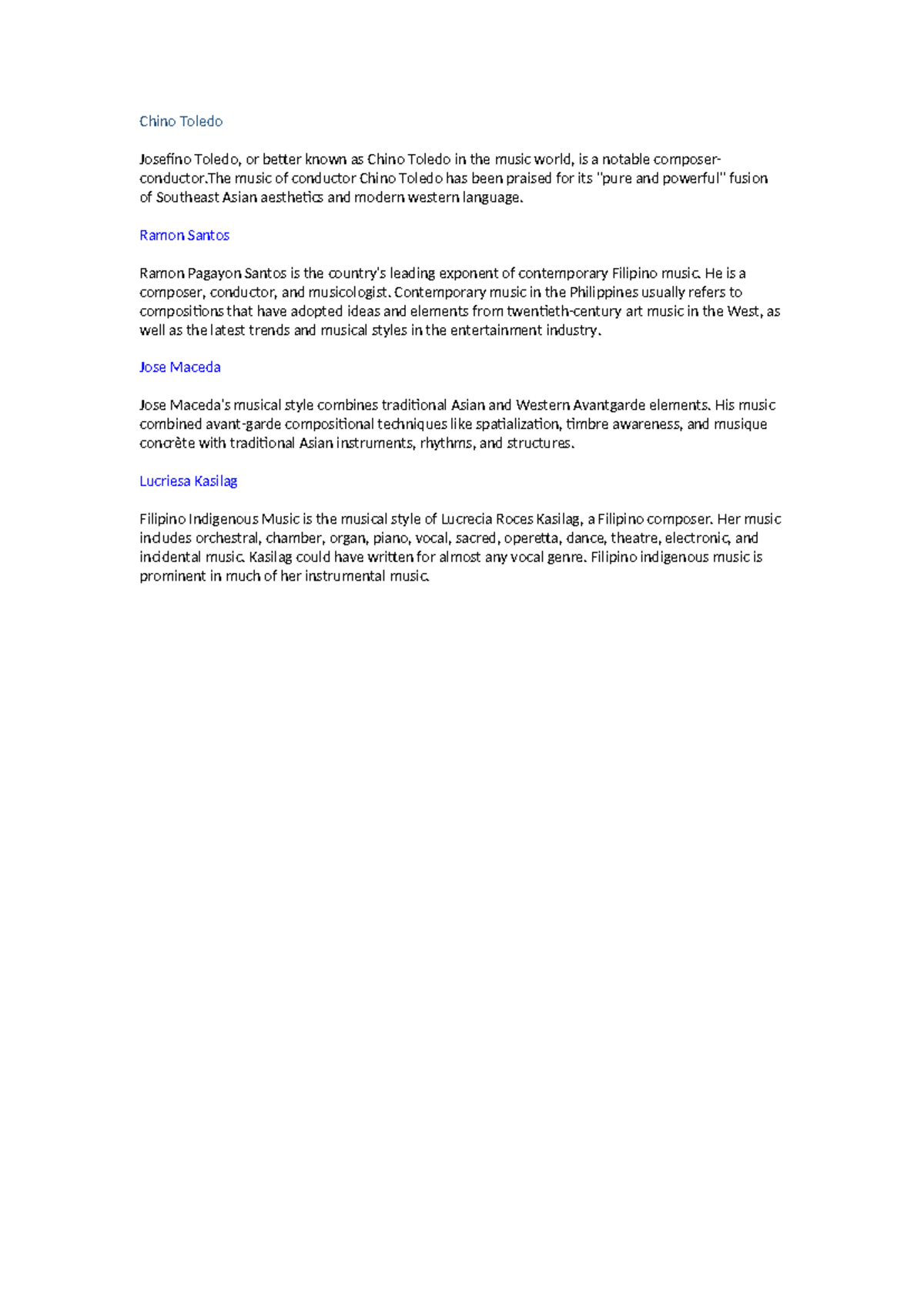 Music - About singer song writers in ph - Chino Toledo Josefino Toledo ...