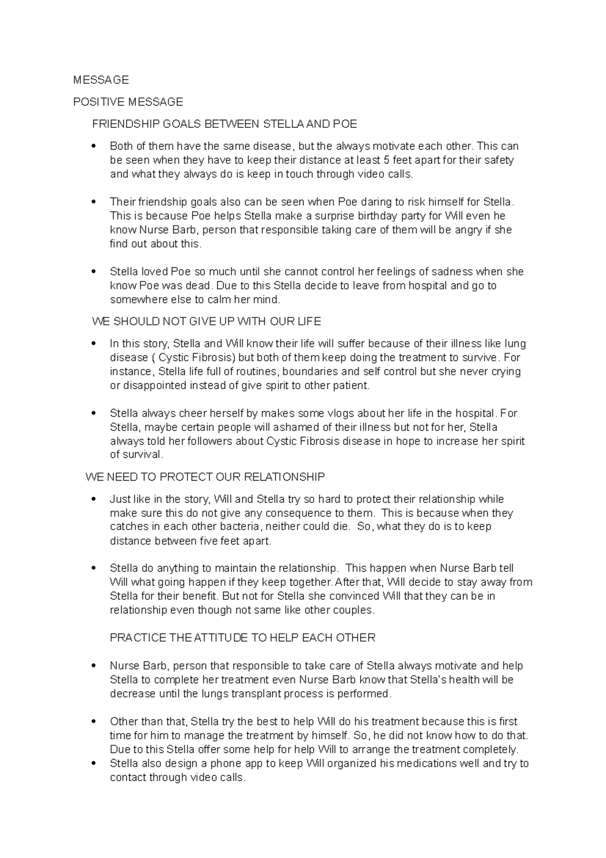 Message FIVE FEET Apart - MESSAGE POSITIVE MESSAGE FRIENDSHIP GOALS ...