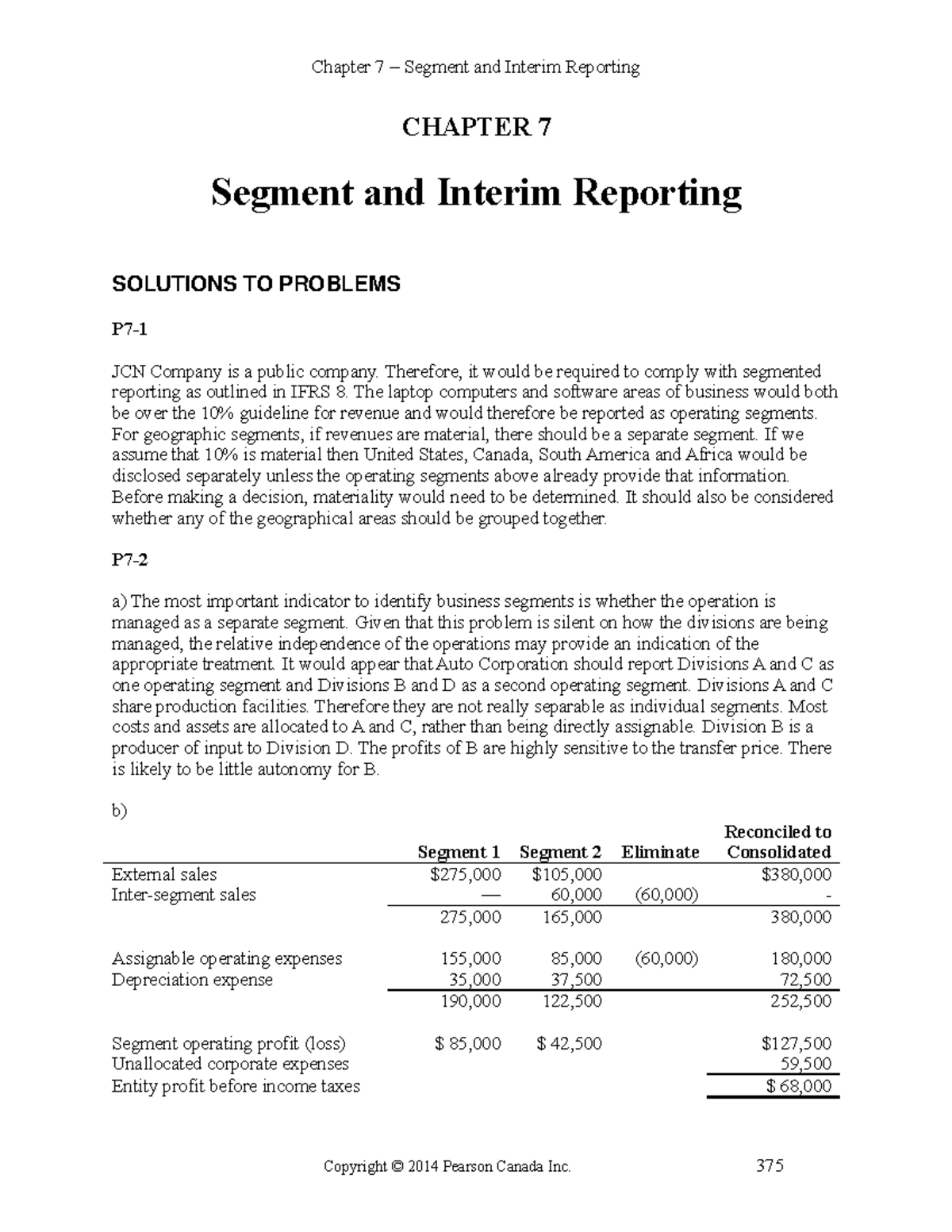 Solution to problems - chapter 7 - CHAPTER 7 Segment and Interim ...
